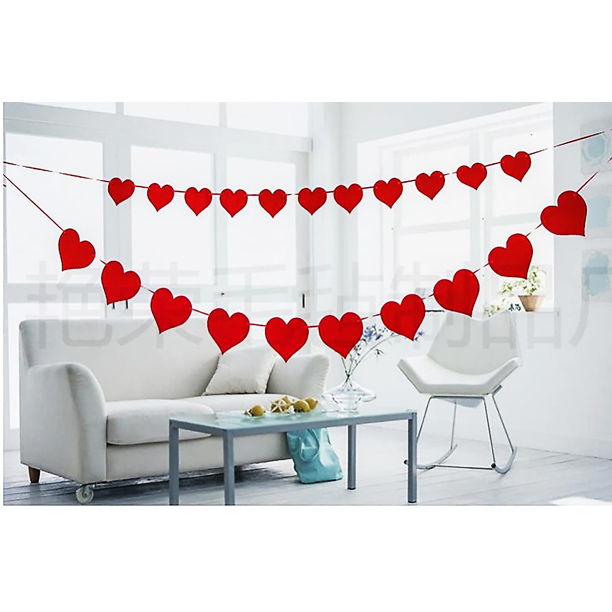One Set of Valentines Day Decor Valentines Day Banners String Hearts Valentines Decoration Romantic Decorations Special Night DIY Felt Heart Decoration Letter Banner for Home Wedding Party Anniversary