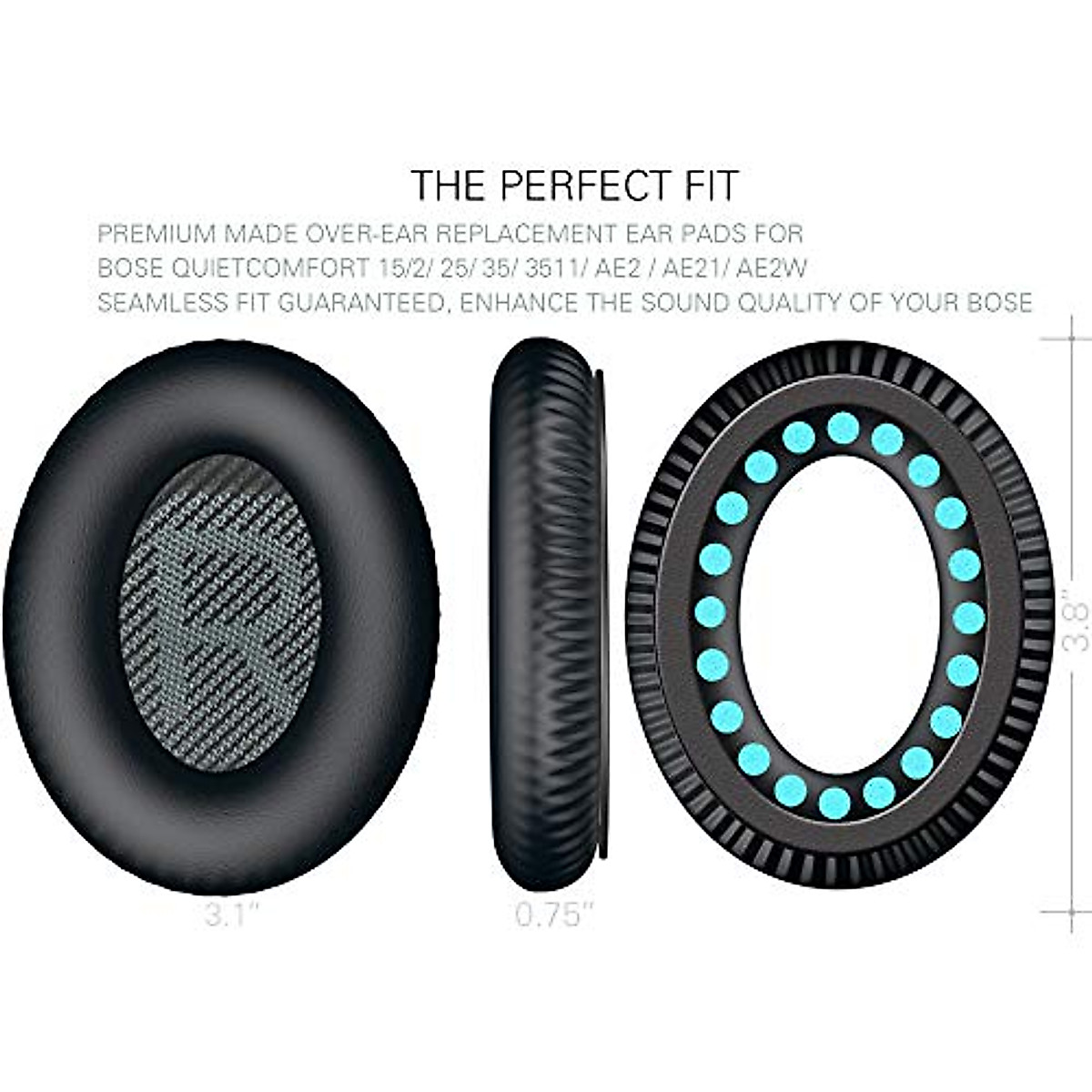 Bose Headphones Replacement Ear Pads for QuietComfort QC35/35ii/25/2/15 Ear Cushions for QC35 QC35ii QC25 QC2 QC15 Ae2 Ae2i Ae2w Sound True & SoundLink (Around-Ear Series Only)