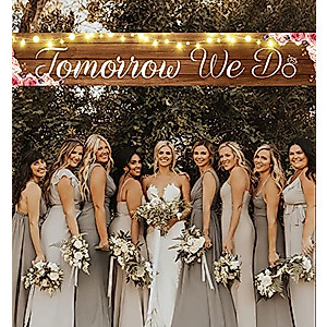 Wood Grain Tomorrow We Do Large Banner Sign,Rehearsal Dinner Banner Sign,Engagement Bridal Shower Wedding Party Decorations Photo Prop Sign,Party Decorations Supplies Home Decor 9.8x1.6ft