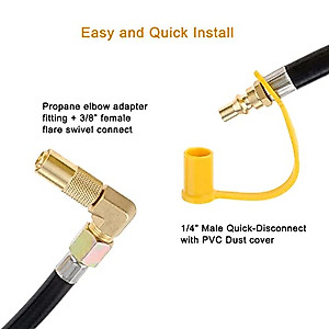 Aupoko Propane Elbow Adapter with Extension Hose, 12 FT Propane Quick Connect Propane Hose RV to Grill for Blackstone 17" and 22" Griddle, Quick Connect Hose for Rv Grill Camp Stove Portable Fire Pit