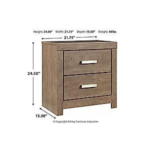Signature Design by Ashley Culverbach Modern 2 Drawer Nightstand with 2 USB Charging Stations, Weathered Gray