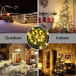 Jnaurb Solar Christmas Lights, 121ft 350 LED Solar String Lights with 8 Modes, Waterproof Outdoor Christmas String Lights for Patio, Garden, Party, Holiday, Christmas Decorations (Wram White)