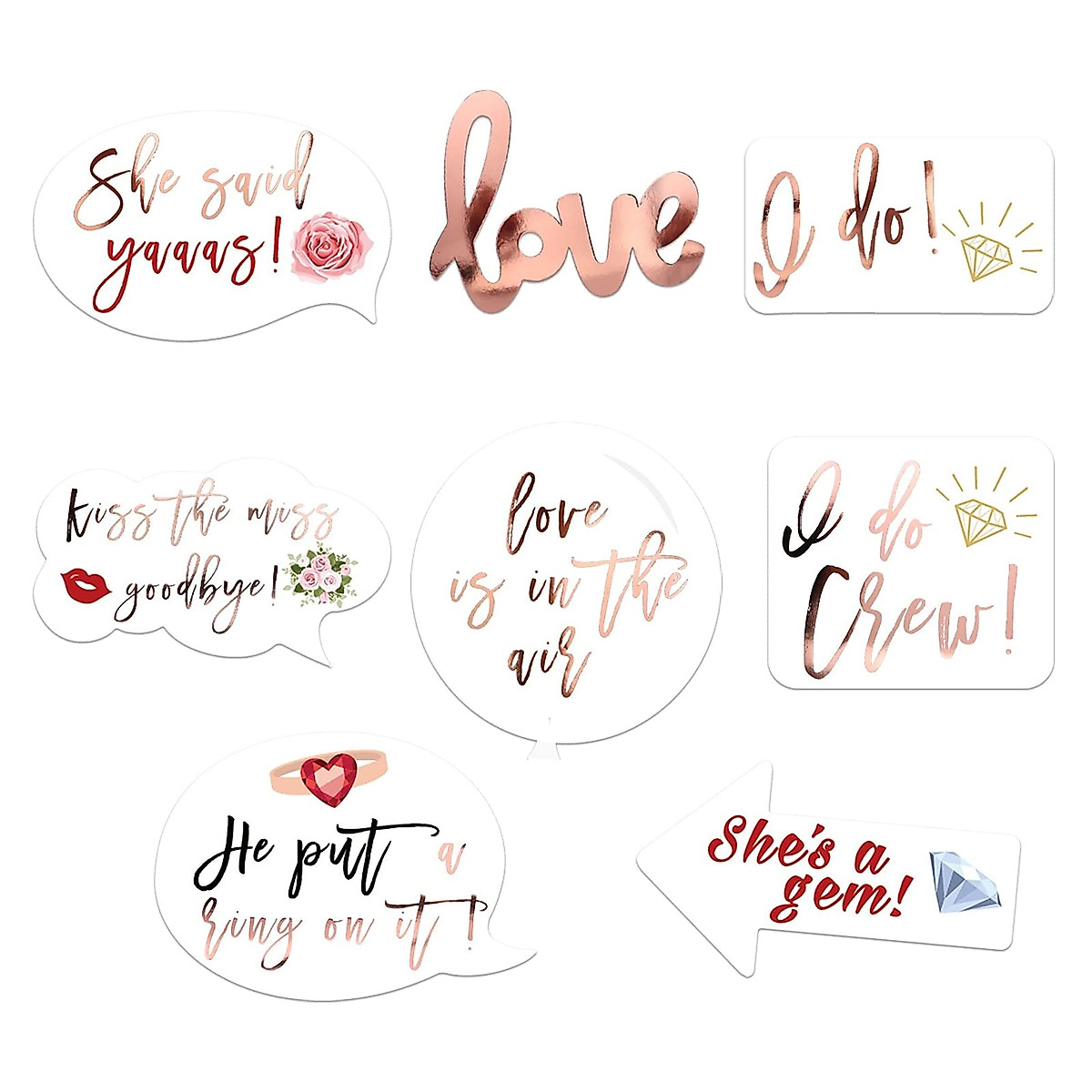 Wedding Photo Booth Props, 23 Pieces Bridal Shower Photo Booth Prop Wedding Photo Props for Bachelorette Props Wedding Shower Party Supplies