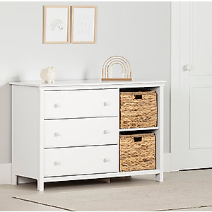 South Shore Cotton Candy 3-Drawer Dresser with Baskets, Pure White