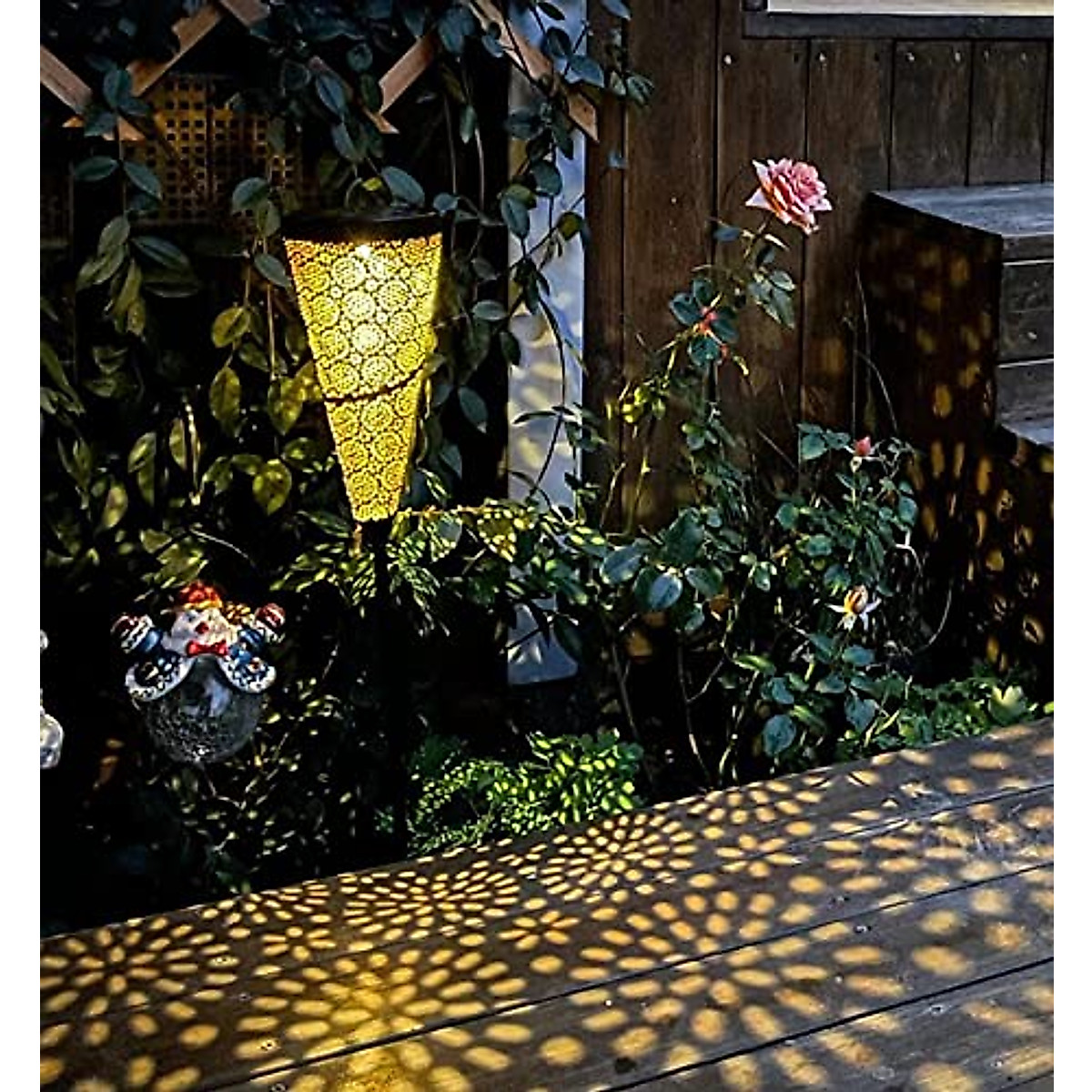 Solar Lights, Outdoor Garden Lanterns,Stake Lights Warm White, LED Waterproof Decorative Metal Light for Porch Garden Patio Backyard Courtyard Pathway 2 Pack