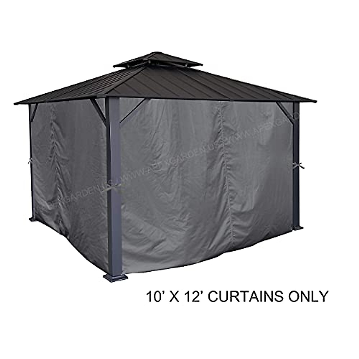 APEX GARDEN Four-Side Privacy Curtain Set for 10-Ft x 12-Ft Gazebo (Grey)