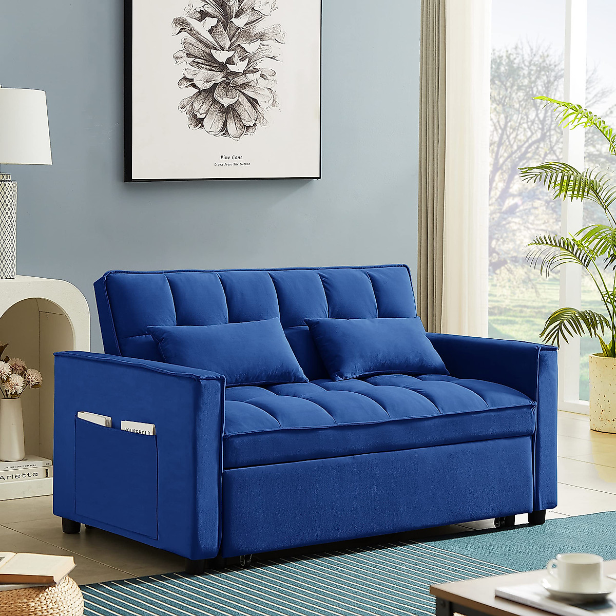 Modern Napping Futon Sofa Daybed Loveseat,2 Seaters Love Seat Convertible Sleeper Couch Bed for Home Apartment Office Small Space Living Room Furniture Sets