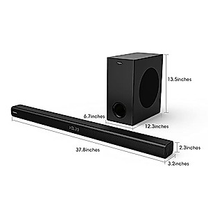 Hisense HS218 2.1ch Sound Bar with Wireless Subwoofer, 200W, Powered by Dolby Audio, Roku TV ready, Bluetooth, HDMI ARC/Optical/AUX/USB, 3 EQ Modes