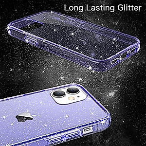 JETech Glitter Case for iPhone 12 Mini, 5.4-Inch, Bling Sparkle Shockproof Phone Bumper Cover, Cute Sparkly for Women and Girls (Light Purple)