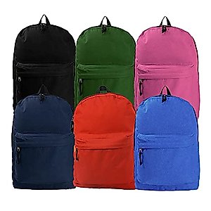 K-Cliffs Bulk Classic Backpack 18 inch Basic Bookbag Case Lot 36pc Simple School Bag Mixed Colors