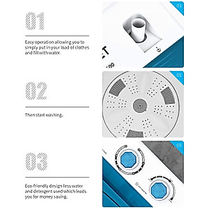 Twin Tub Portable Mini Washing Machine 26lbs Capacity, Compact Washer(18lbs)&Spiner(8lbs)/Built-in Drain Pump/Semi-Automatic (White&Blue)