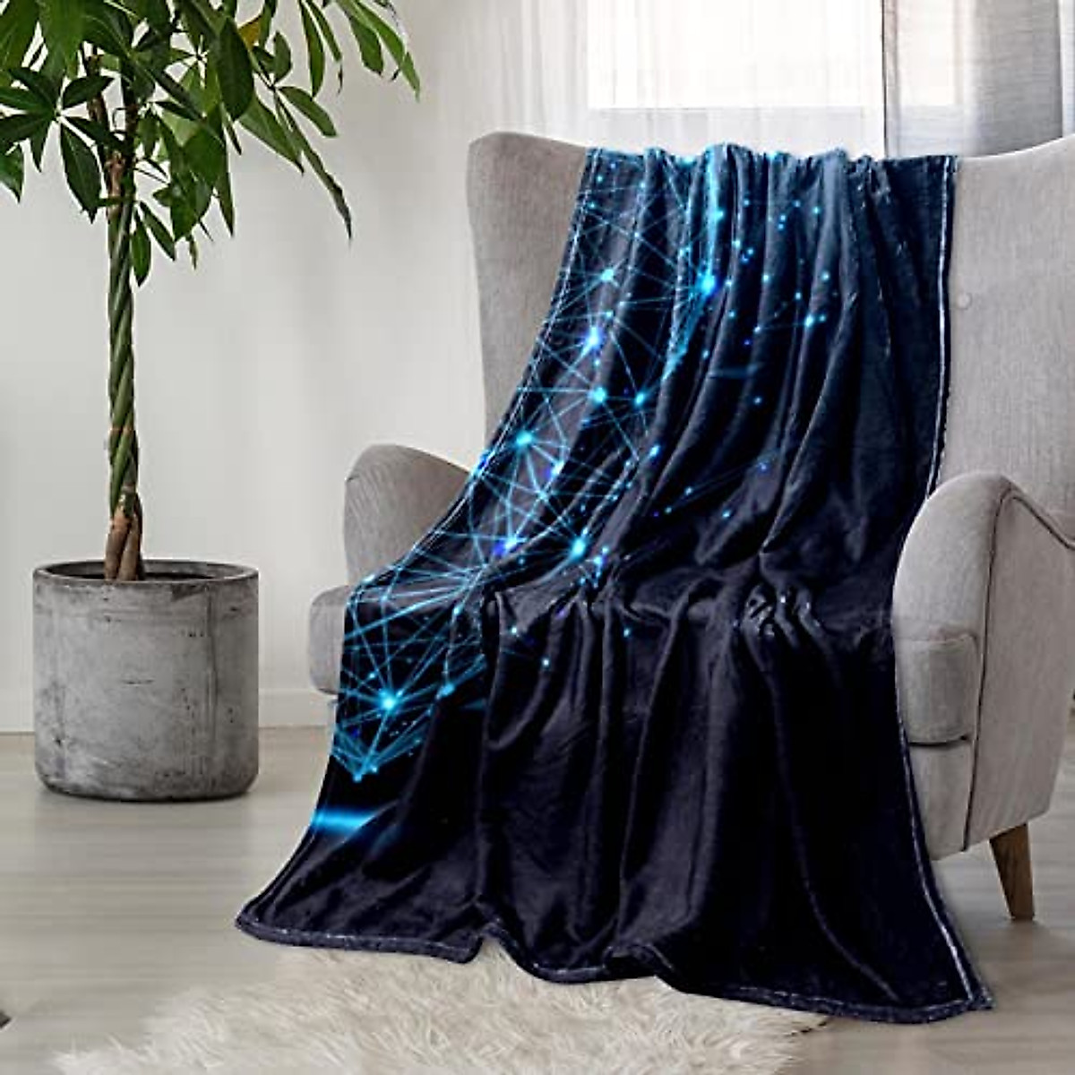 Plush Blanket Throw Blanket Warm Cozy Soft Microfiber Blankets, Blue Heart Art