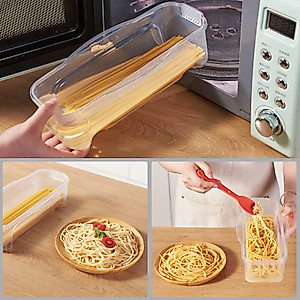EOIMS Microwave Pasta Cooker,Cook Pasta to Perfection,Quick and Easy Spaghetti Cooker with Spoon and Lid,for Dorm,Kitchen or Offices BPA Free