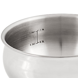 BergHOFF Belly Shape 18/10 Stainless Steel 6.25 inches Saucepan 1.5qt., Metal Lids, Fast, Evenly Heat, Induction Cooktop Ready