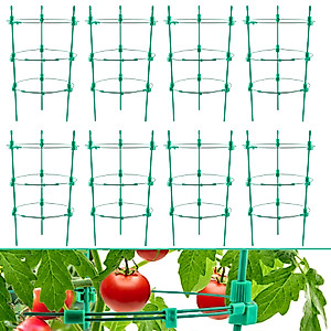 Tomato Cage Plant Support Cage for Garden 4 PACK, 18 Inch Tomato Trellis Garden Cages with 3 Adjustable Rings, Tomato Plant Stakes for Climbing Plants, Flowers, Fruit, Vegetables