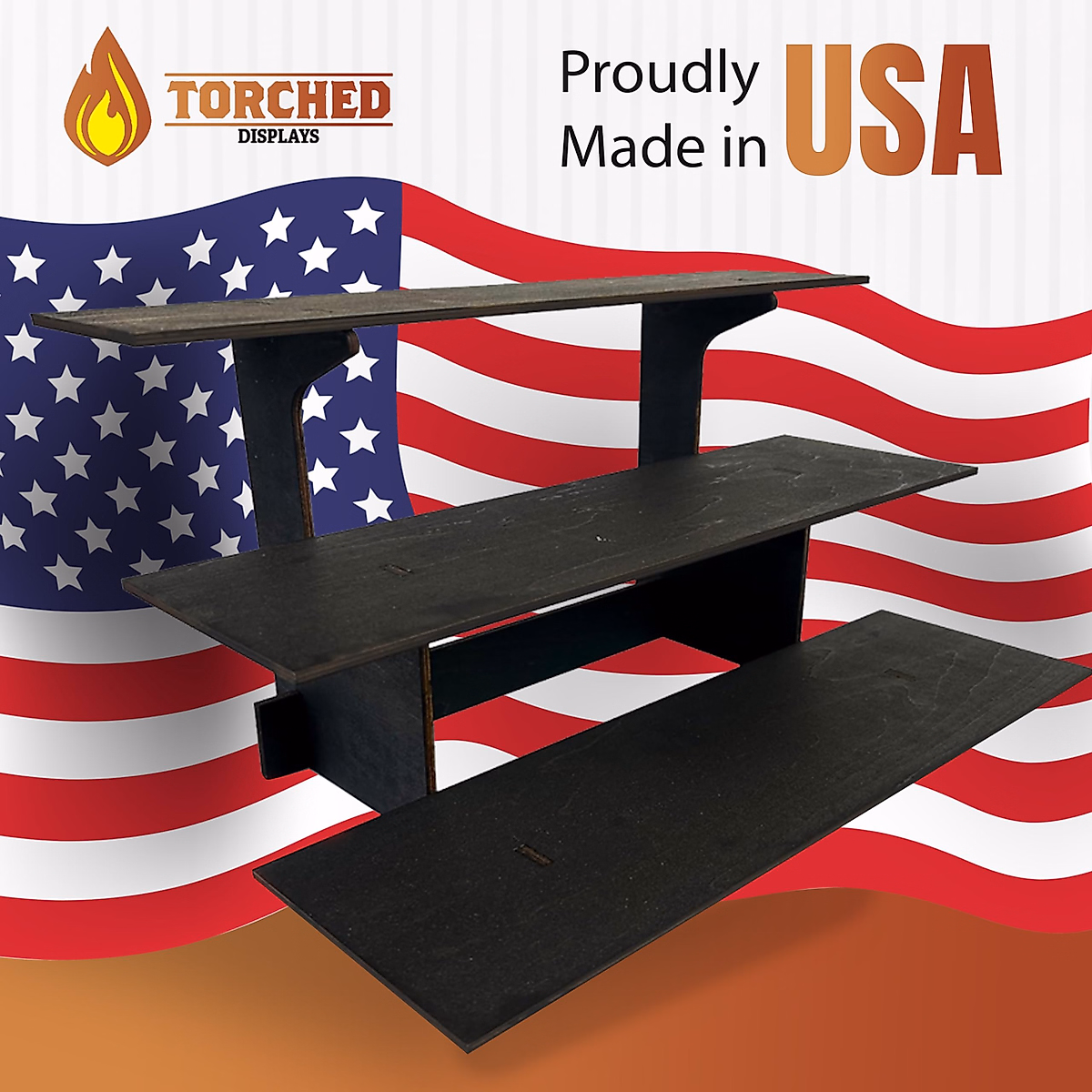 3-Tier Straight Retail Table Display Stand with Shelves | 3 Step Straight Display Rack for Counter Top, Craft Shows, Farmers Market, Trade Shows, Pop ups, Soap Display, Candles, Tumblers, Cups