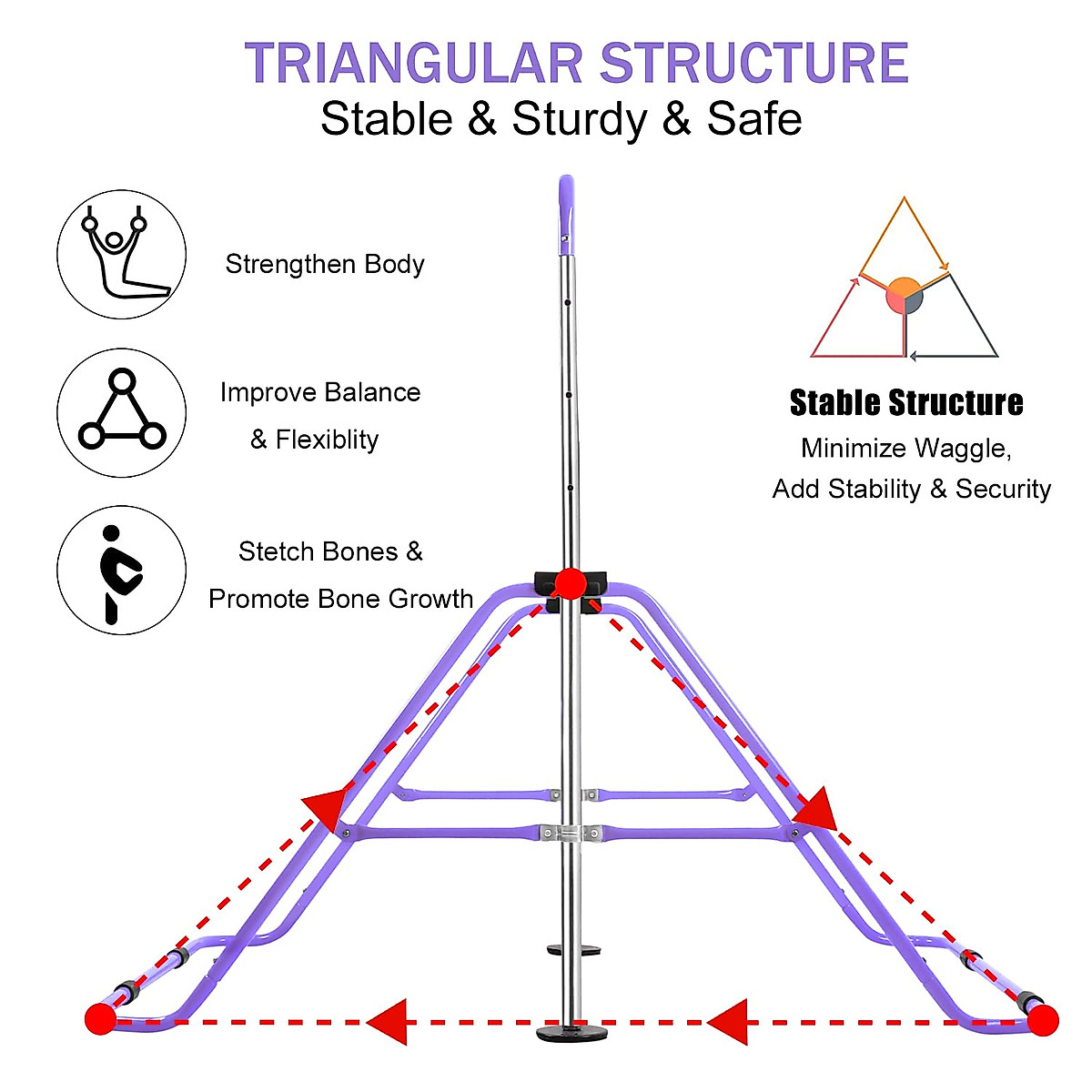 Bighaki808 Gymnastics Bars Kids Training Bars for Home, Folding Horizontal Bars with Adjustable Height Expandable Gymnastics Equipment Junior Kip Monkey Bar for Girls & Boys (Purple)