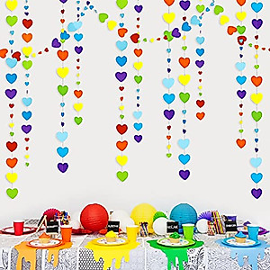 52 Ft Rainbow Love Heart Garland Colorful Hanging Paper Heart Streamer Multicolor Banner for Birthday Valentines Anniversary Bachelorette Engagement Wedding Baby Bridal Shower Fiesta Party Decorations