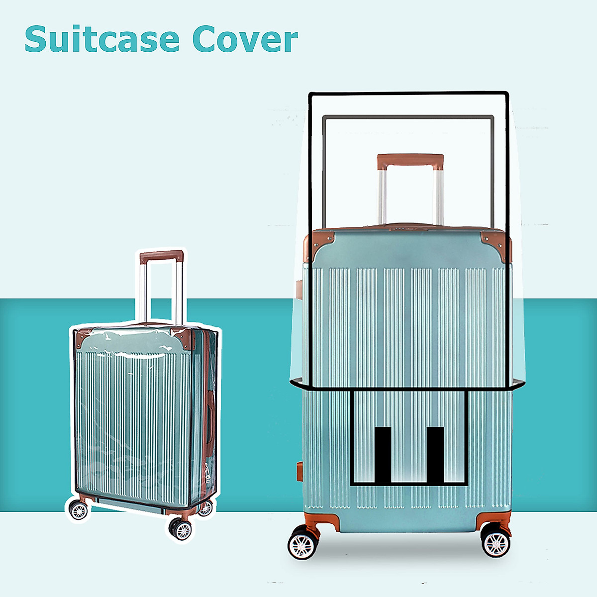 Troyesko 3 Pieces Clear Luggage Cover Protector PVC Luggage Protector Suitcase Cover,Thicken Anti-scratch Waterproof Transparent Suitcase Cover for Travel Fits Most 20" to 28" Luggage