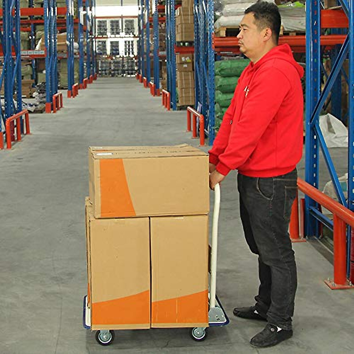 Portable Folding Handcart Multipurpose Trolleys Flatbed Trolley Portable Luggage Cart Handling Helper Foldable Trolley Silent Wheels Multi Function Folding Handcart