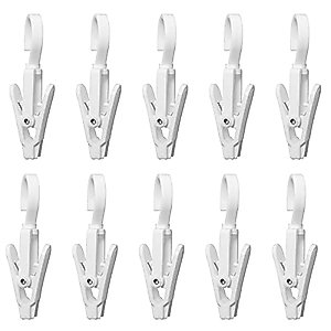 ZRM&E 10pcs Laundry Hooks Clip White Plastic Clothes Pegs Towel Socks Hanging Pegs Laundry Hangers Store Drapery Clips