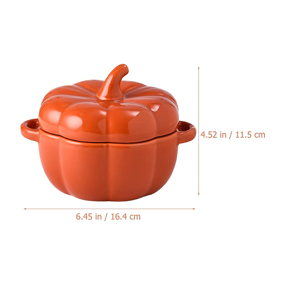 Zerodeko Ceramic Pumpkin Bowl with Lid, 420ml Halloween Bowl with Handle, Soup Bowl Candy Cookie Jar Stewing Bowl Salad Dish Pumpkin Decoration for Halloween Thanksgiving (Orange)