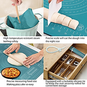 Silicone Pastry Mat Extra Thick Non-stick Baking Mat, 32" x 24" Rolling Dough With Measurements Non-slip Silicone Mat, Kneading Mat, Counter Mat, Dough Mat with Edge Heightening