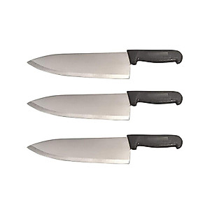 Cozzini Cutlery Imports 10" Chef Knife Choose Your Color - Razor Sharp Commercial Kitchen Cutlery - Cook's Knives (3 Pack - Black)