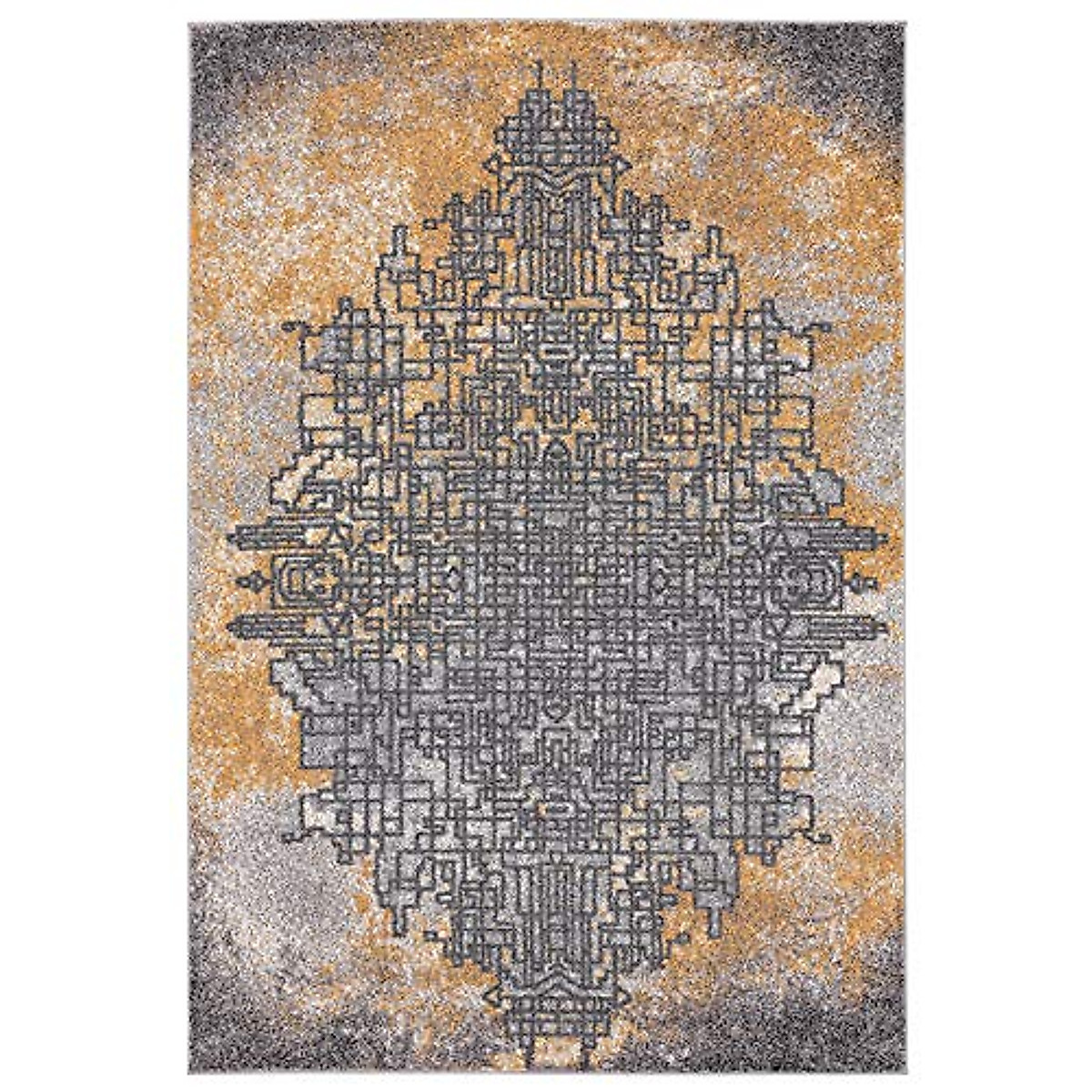 Abani Grey & Yellow Abstract Art Area Rug, Contemporary Style Rugs Laguna Collection Modern 7'9" x 10'2" Rectangle Accent Rug
