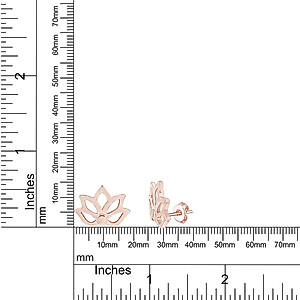 Lotus Flower Stud Earrings in 14k Rose Gold Over Sterling Silver