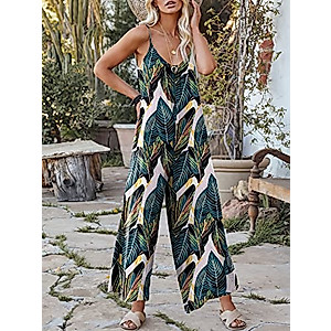 ANRABESS Women's Loose Casual Sleeveless Adjustable Spaghetti Strap Jumpsuits Stretchy Wide Leg Rompers with Two Pockets A370-shuye-L