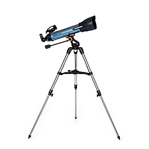 Celestron Inspire 100AZ Refractor Smartphone Adapter Built-In Refracting Telescope, Blue (22403)
