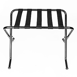 Goujxcy 100lb Capacity Metal Luggage Rack, Heavy Duty Foldable Luggage Rack Travel Luggage Rack with Nylon Straps for Home, Bedroom, Hotel