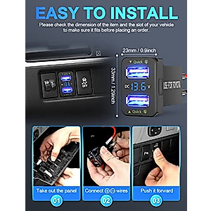 Carrkoopy for Toyota Quick Charge 3.0 USB Port Charger Socket, Car Charger Accessories, Compatible with Mobile Phones, Tablet, GPS, Digital Cameras, PDAs and Other USB Accessories (1.3 * 0.88inch)