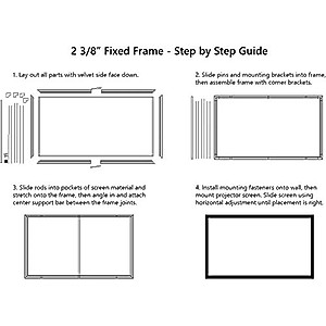 Silver Ticket Products STR Series 6 Piece Home Theater Fixed Frame 4K / 8K Ultra HD, HDTV, HDR & Active 3D Movie Projection Screen, 16:9 Format, 120" Diagonal, White Material STR-169120