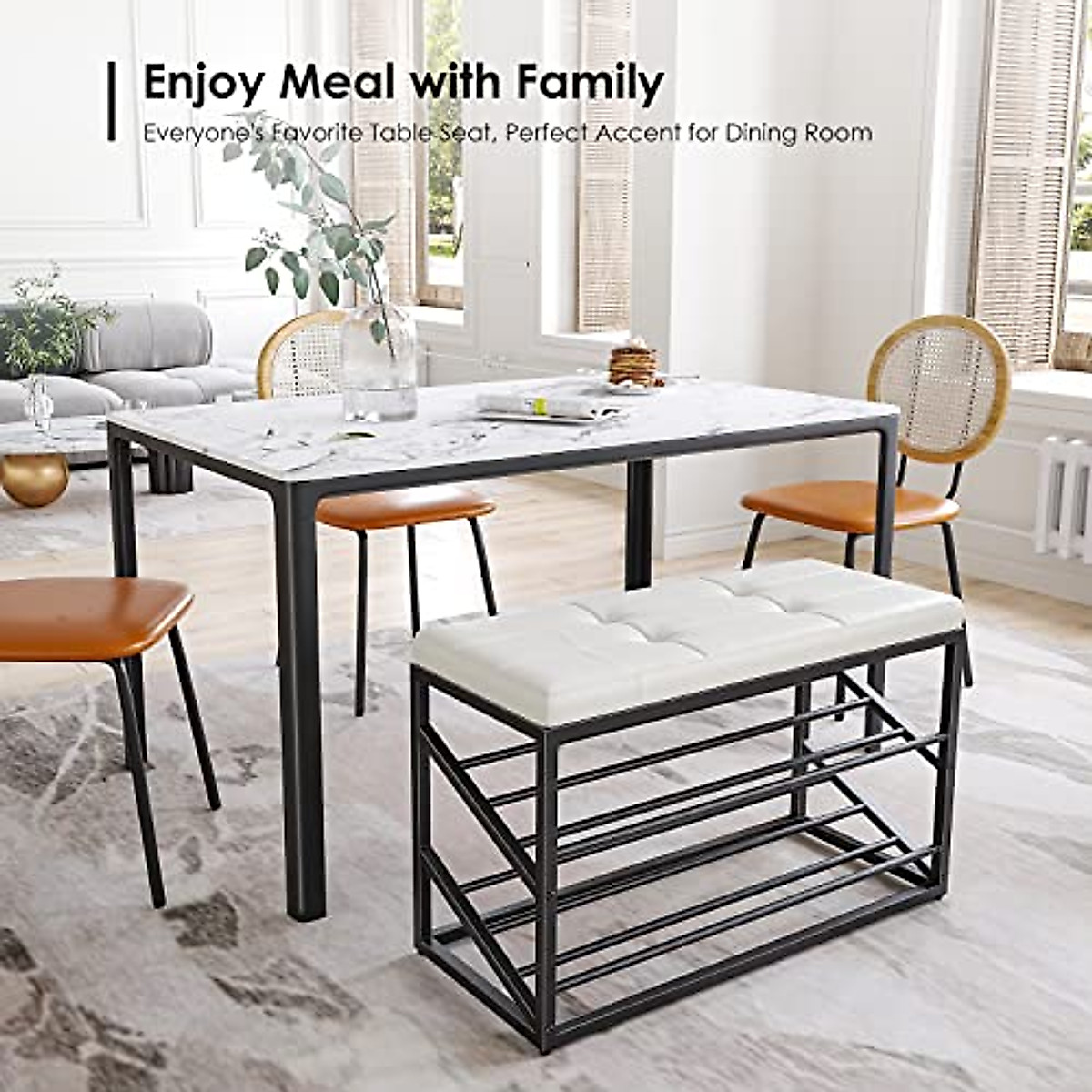 Entryway Bench with Shoe Storage for Living Room Shoe Rack Bench,Shoe Bench Entryway with Cushion,Adjustable-Height Shoe Bench with Storage,Storage Bench Entryway Shoe Rack Bench Featuring Coat Rack