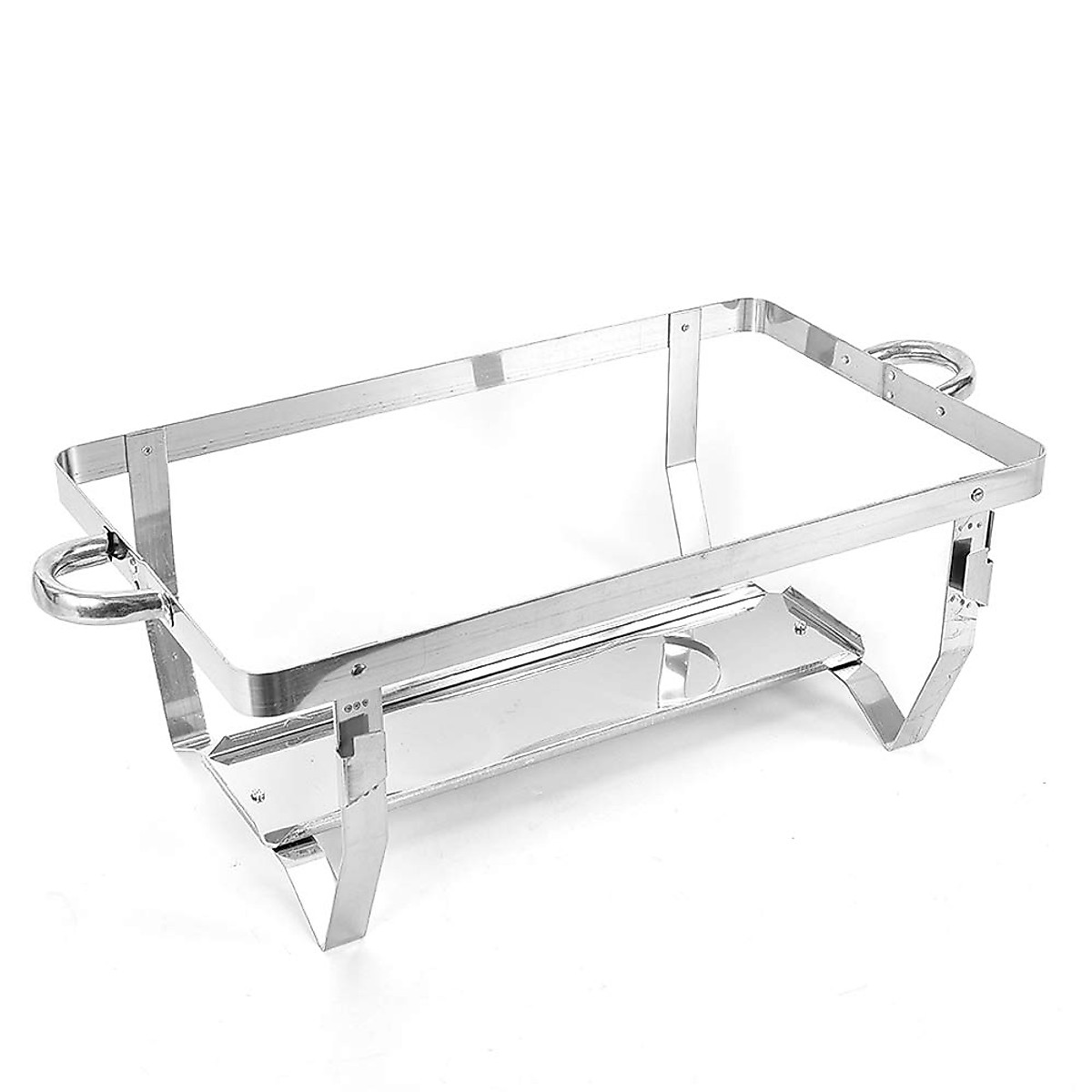 BANLICALI 3 * 3L Folding Stove, Baking Tray Container with Heater and Cover, Catering Buffet Baking Tray Stainless Steel Heating Container for Catering Party Wedding Banquets Silver