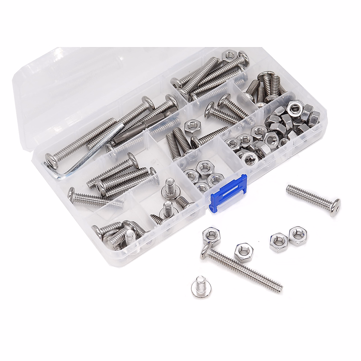 cSeao 70pcs 1/4"-20 Furniture Joint Connecting Bolts 1/4"-20 Hex Nuts for Chair Table,1/2", 5/8", 3/4", 1", 1-1/4", 1-1/2", 2", 304 Stainless Steel