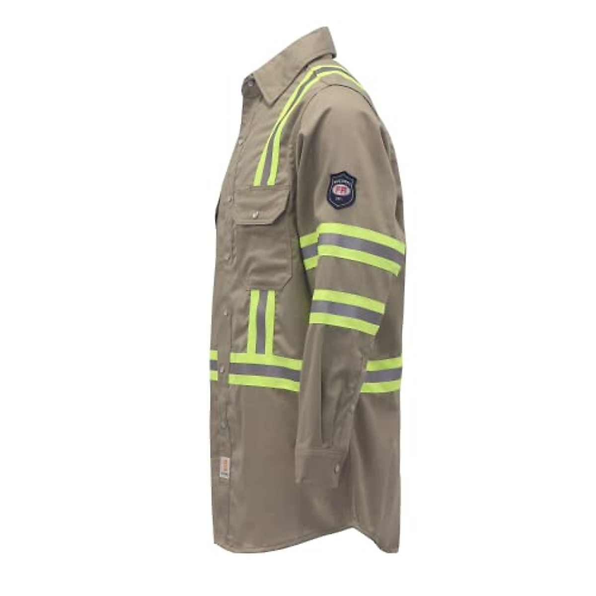 BOCOMAL FR Shirts Hi Vis/High Visibility Flame Resistant/Fire Retardant Shirt 7.5oz Khaki FR Shirts for Men