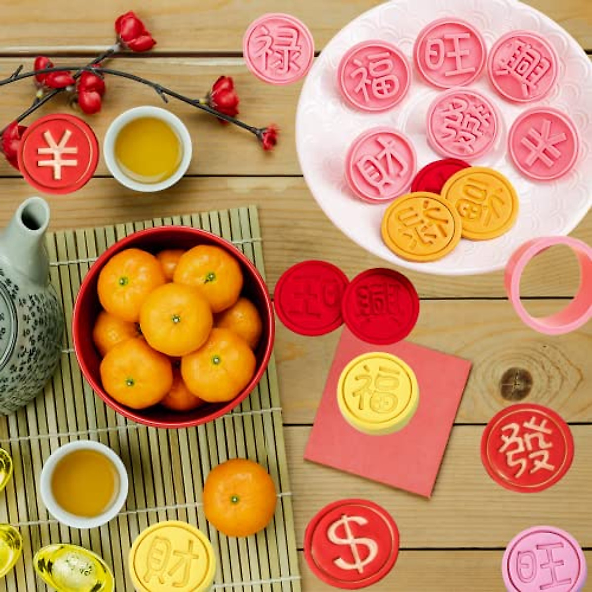 Crethinkaty 10Pcs Chinese New Year Cookie Cutters 3D Chinese Style Biscuit Mold Fondant Molds Celebrate Chinese New Year Bakeware Tool