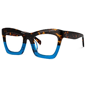 VOOGLAM Rectangle Eyeglasses for Women with Non-prescription Clear Lens Sienna Light Tortoise GWA035804-05