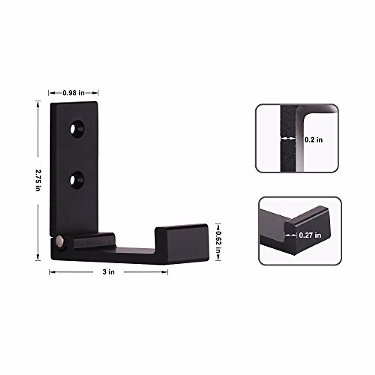 Foldable Adhesive Hooks,Heavy Duty Wall Hooks Zn Cu Alloy Ultra Strong Waterproof Hanger for Robe, Coat, Towel, Keys, Bags, Home, Kitchen, Bathroom . with Glue Adhesive .Set of 5 Pack (Black)