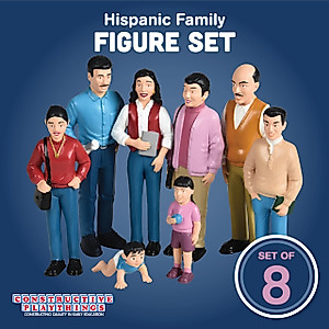 Creative Minds Marvel Education Hispanic Family Toy Figure Set for Kids Ages 3+, Set of 8 Inclusive and Diverse Dollhouse Toy Figurines, Multicolor