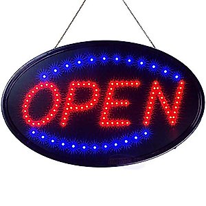 Ultima LED Neon Open Sign for Business: Jumbo Lighted Sign Open with Flashing Mode – Large Indoor Electric Light up Sign for Stores (23 x 14 in) Includes Business Hours and Open & Closed Sign