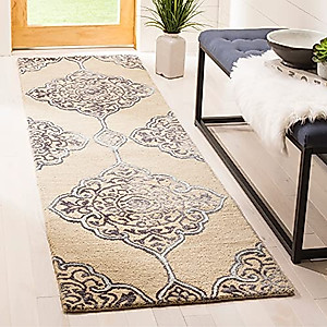 SAFAVIEH Dip Dye Collection 7' Round Slate / Beige DDY510B Handmade Medallion Premium Wool & Silk Area Rug