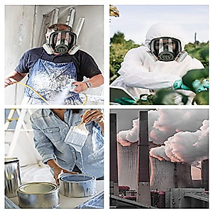 AMZYXUAN Full Face Respirator Mask, Reusable Respirator Mask with Filters, Gas Mask with Activated Carbon Filter for Gases, Dust, Vapors, Paint, Spray, Epoxy Resin, Welding, Chemicals