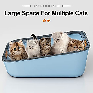 Eiiel Extra Cat Litter Box, 7.3 Wx24 L Large Nonstick Pan Durable Standard Great for Small & Cats Easy to Clean1（Blue）