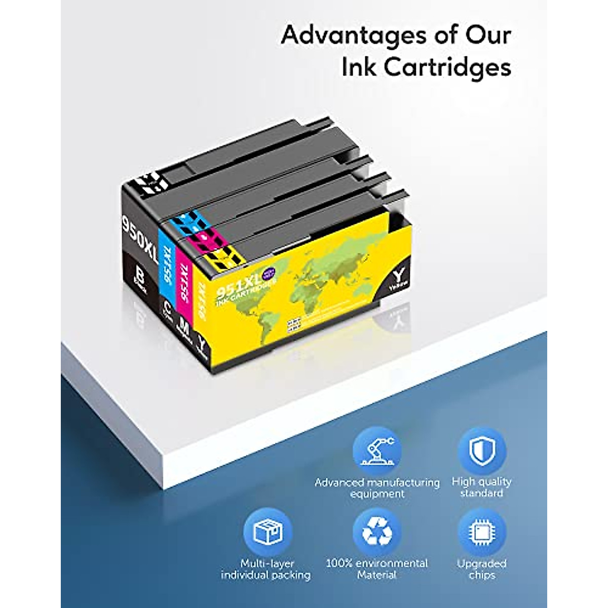 Compatible Ink Cartridge Replacement for HP 950XL 951XL 950 951 Ink Cartridge Works with HP OfficeJet Pro 8600 8610 8620 8100 8630 8660 8640 8615 8625 276DW 251DW 271DW