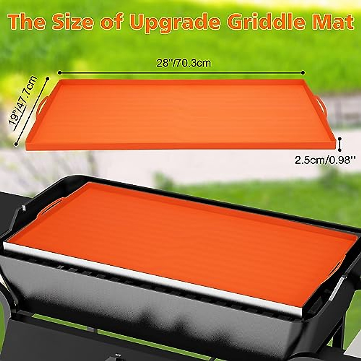 KNHUOS 28'' Griddle Mat Silicone for Blackstone, Silicone Griddle Cover Upgraded Handle-Design,Protective BBQ Grill for Blackstone Protector Accessories Kit & Indoor Outdoor