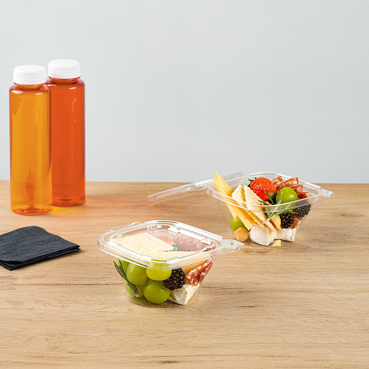 Restaurantware Tamper Tek 8 Ounce Snack Containers 100 Durable Deli Containers - Tamper-Evident Lid Disposable Clear PET Round Containers With Lid For Takeout And Delivery Orders